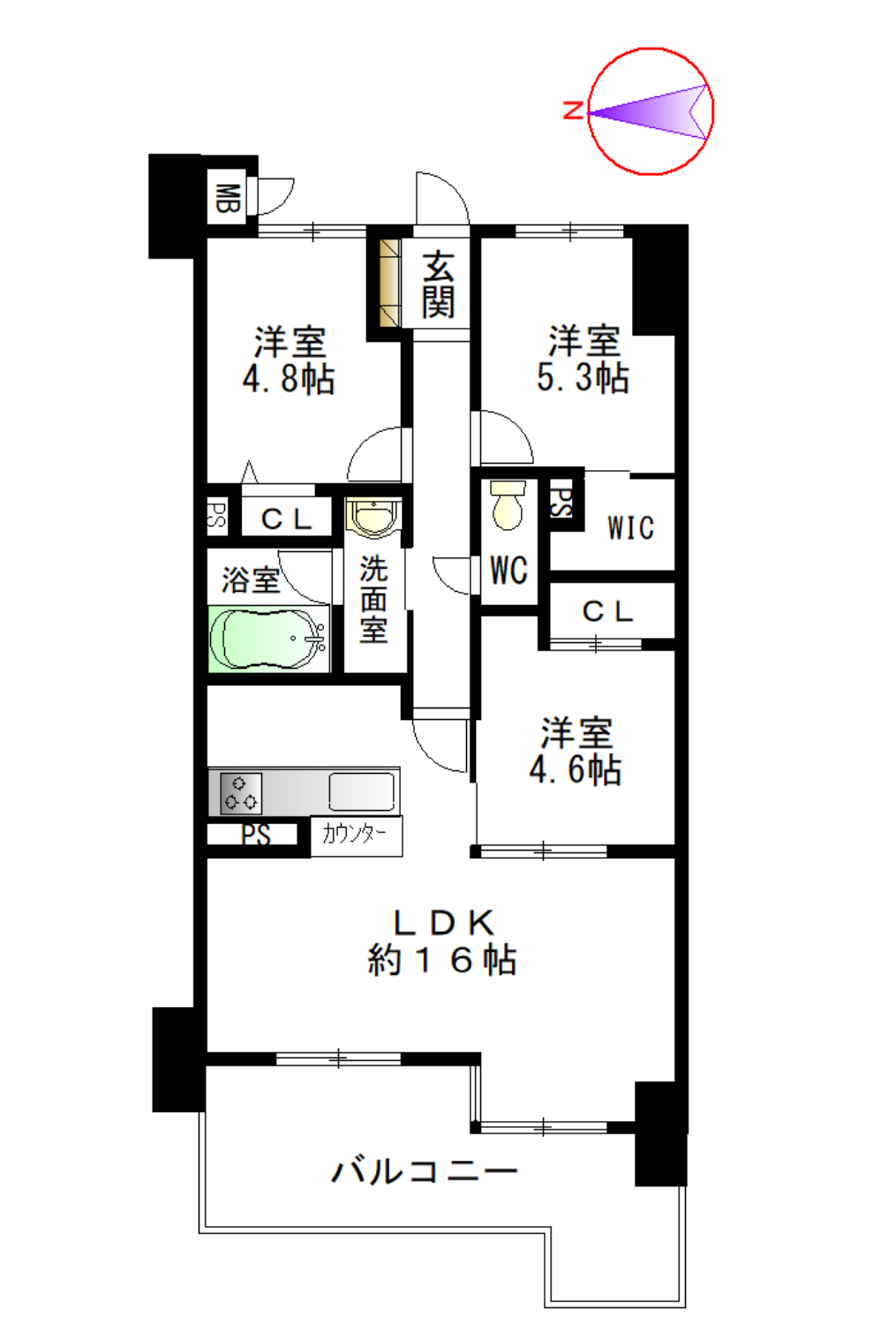 橿原市地黄町 マンション ダイアパレス大和八木 7階 66．54㎡ 3LDK+WIC - 奈良県橿原市の不動産・土地・物件・空き家・リフォーム ...